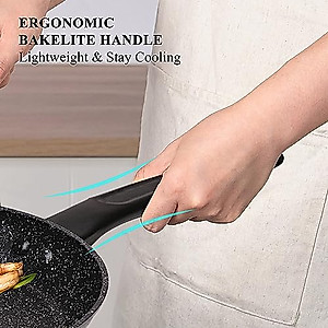 Nonstick Frying Pan Skillet,8 Inch Non Stick Granite Fry Pan Egg Pan Omelet Pans,Stone Cookware Chef's Pan with Heat-Resistant Handle,100% APEO&PFOA Free,Induction Compatible