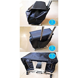 Mini Shopping cart Shopping cart can be Folded, and Then Hand in Hand to Pull cart Household Small Trailer to Carry Luggage cart Upgraded Mini Folding Hand Truck, Luggage Cart with 2 Wheels (Blue)