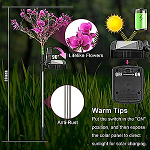 EEEkit Solar Garden Lights Outdoor Decorative, 2 Pack IP65 Waterproof Solar Phalaenopsis Flowers Stake Lights with 28 LED for Patio, Garden, Yard, Lawn, Pathway Driveway Pool Balcony Decoration