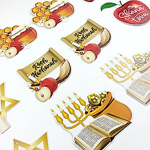 LOONELO 38pcs Happy Sukkot Hanging Swirls, Chag Sameach Party Foil Ceiling Swirls Streams, Happy Sukkah Sukkot Decorations for Jewish Holiday Celebration Festival Decoration and Party