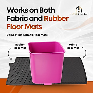 HAUSSIMPLE Car Trash Can Waterproof Vehicle Garbage Bin, Leakproof Anti Slip Floor Mat Clip Trash Bag Holder for Car, Truck, SUV, Van Portable Auto Trash Container with Stability Clips (Pink, Large)
