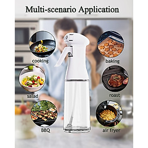 WowBstws Oil Sprayer for Cooking, 6.76oz Glass Sprayer Bottle of Olive Oil or Vinegar for Air Fryer, Salad, Baking, Grill, BBQ, Roasting