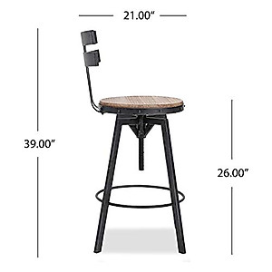 Christopher Knight Home Alanis Firwood Barstool, 39", Black Brush Silver