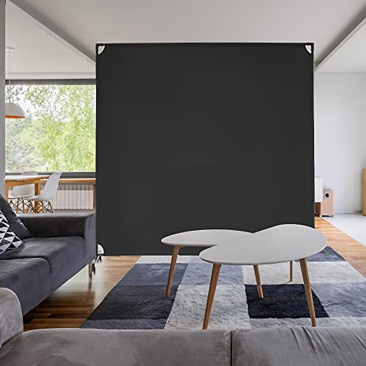 Spurgehom 6FT Single Panel Rolling Room Divider, Partition Privacy Screens with Wheels, Freestanding Fabric Room Panel, Portable Wall Divider for Office, Room,Restaurant, Hospital (Black)