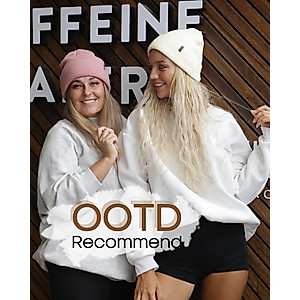 FURTALK Beanie Hats for Women Men Winter Hats Womens Knitted Slouchy Beanies Cuffed Skull Cap Warm Ski Hat Beige