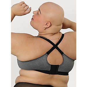 Curvy Couture Size Women Support Bust, Perfect Workout, High Impact Sports Bra, Charcoal Melange, XX-Large Plus