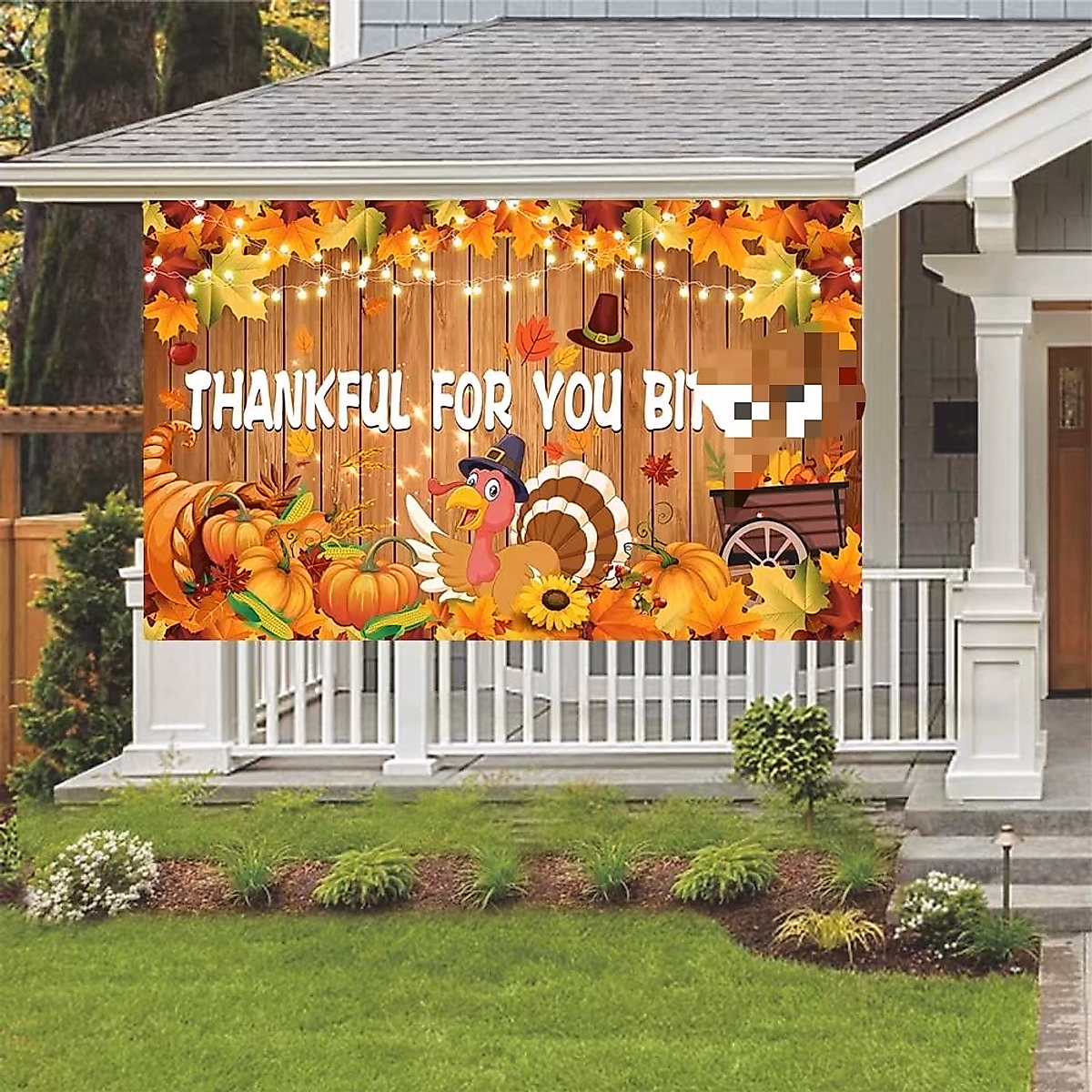 Friendsgiving Party Decorations,Large Friendsgiving Backdrop，Thanksgiving decorations, Thankful for you Banner,Autumn Pumpkin Decoration,Fall Thanksgiving Friends Party Decorations
