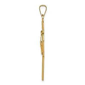 Solid 14k Yellow Gold Cross Catholic Patron Saint Jude Medal Pendant Charm - 37mm x 21mm