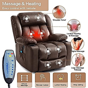 ASHOMELI Large Power Lift Recliner Chair for Elderly with Massage and Heating Function (Brown)