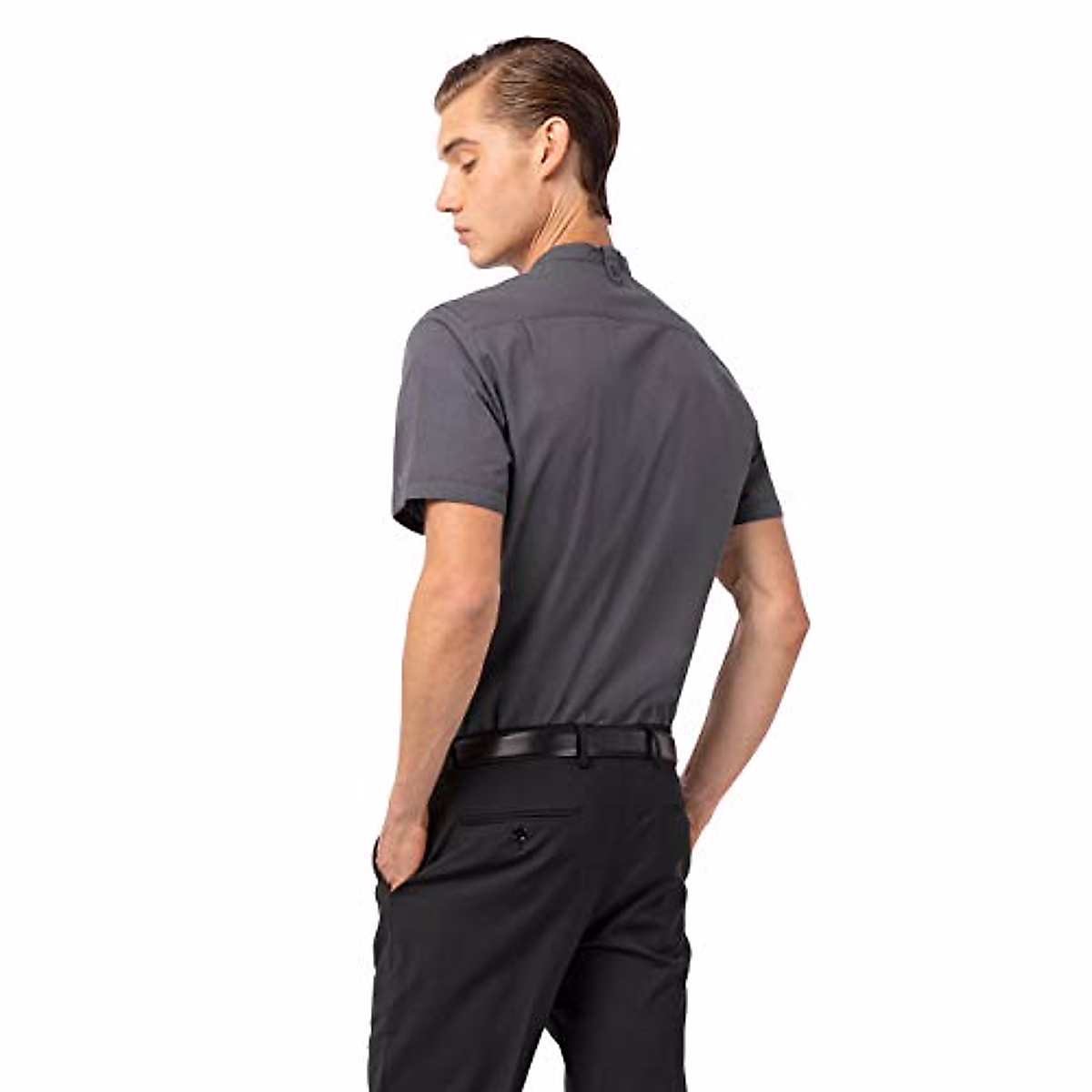 Chef Works Men's Seersucker Shirt, Charcoal, Large