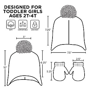 Hasbro Girls Winter Accessory Hat and Mittens Set, Peppa Pig Beanie for Toddler Ages 2-4, Blue/Pink