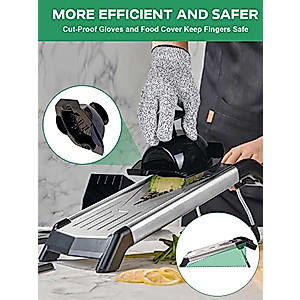 JOYHILL V-Blade Mandoline Slicer - Premium Stainless Steel Vegetable Chopper with 5 Blades, Safety Gloves, and Easy-to-Clean Design