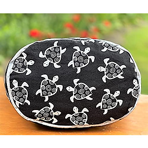 Fully Lined Sea Turtle Crossbody Sling Bag - Front Zippered Pocket - Handmade Bohemian Thai Hippie hobo Shoulder Cotton Purse - Medium - Black and White (Black and White)
