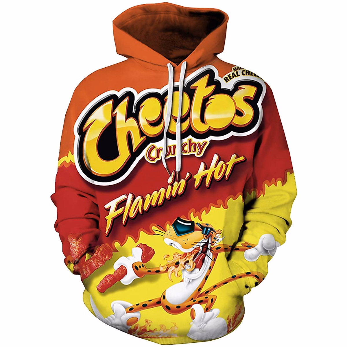 Chaos World Men's Novelty Hoodie Realistic 3D Print Pullover Unisex Casual Sweatshirt(3XL,Leopard Yellow)