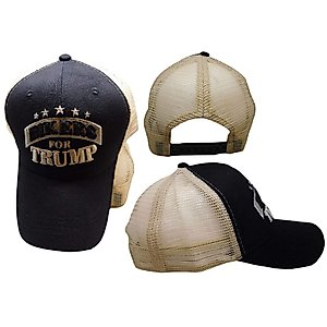 Bikers for Trump Black Khaki Mesh Trucker Cotton Embroidered Hat Cap
