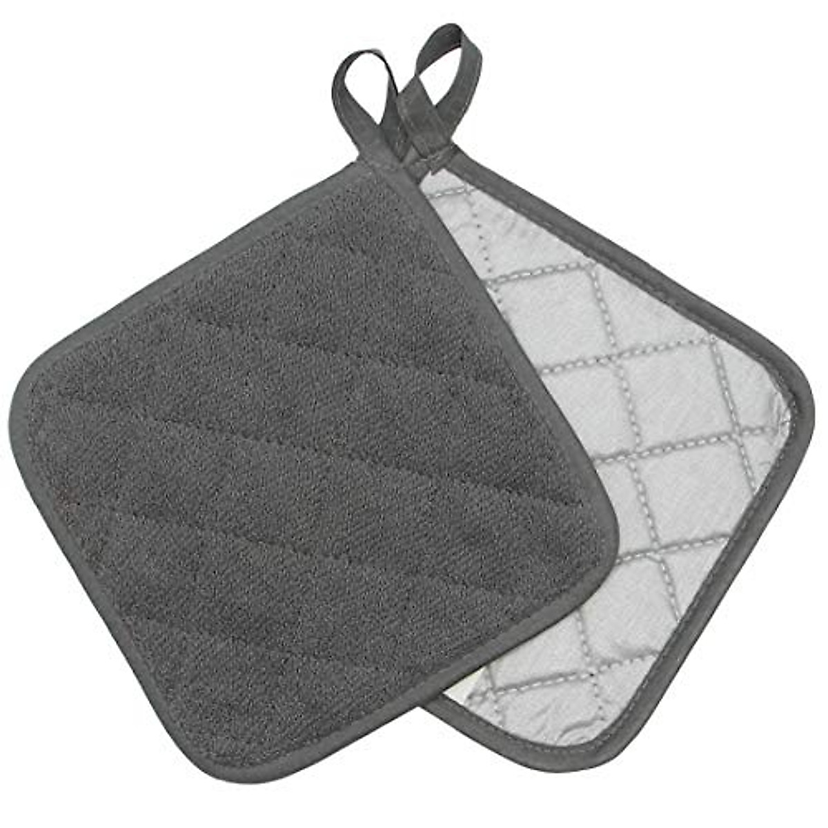 Cotton Pot Holders Cotton Made Machine Washable Heat Resistant Everyday Kitchen Basic Terry Pot Holder, Hot Pads, Trivet for Cooking and Baking Set of 4 (Grey)