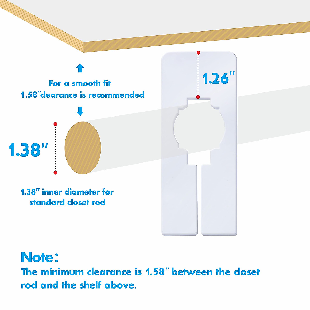 30 PCS Rectangular White Plastic Closet Dividers with a Bonus Marker, Writable and Reusable for Sorting Clothing Size, Color, Size 2” x 5.4’’(Inner Diameter 1.4”)