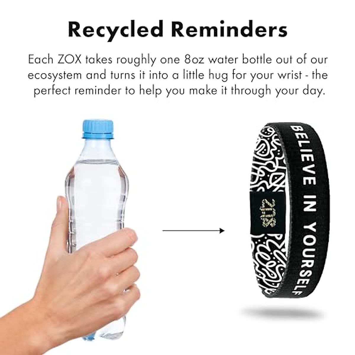 ZOX Bracelets — Believe in Yourself | Stretchy Elastic Band with Motivational Affirmations and Beautiful Artwork, Great Gift for Men, Women, and Kids (Medium)