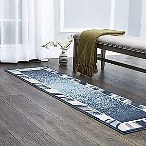 Home Dynamix Lyndhurst Rotana Modern Area Rug, Contemporary Blue/Gray/Ivory 1'9"x7'2"