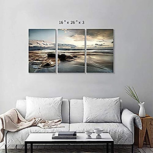 ARTISTIC PATH Seascape Canvas Art Wall Pictures: Beach Photographic Print on Canvas for Bedroom (Overall 48" Wx26 H,Multi-Sized)