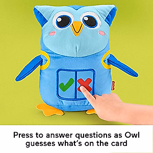 Fisher-Price Electronic Learning Toy, Guess & Press Owl Interactive Plush with Games for Preschool Kids Ages 3 Years+