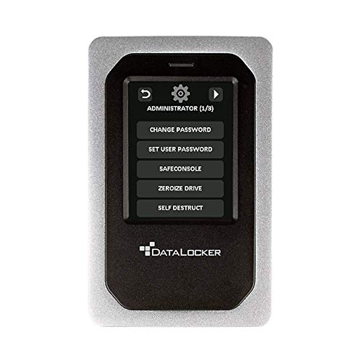 DataLocker 1TB SSD External Hard Drive for Mac, Windows, & Linux - Portable SSD Hard Drive with Password Protected Hardware Encrypted SSD, Touchscreen, TAA Compliant, & IP64 Dust/Water, USB-C/USB-A