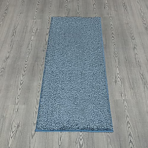 Ottomanson Machine Washable Soft Shag Design Non-Slip Rubberback 2x5 Indoor Runner Rug for Hallway, Entryway, Kitchen, Living Room, Bedroom, Bathroom, 2 ft x 5 ft, Navy Blue