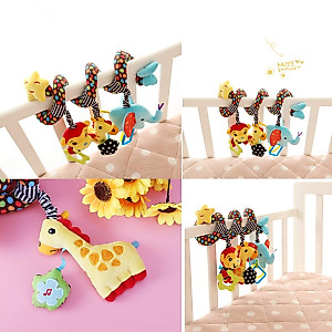 NUOBESTY Baby Car Seat Toys, 1 Pc Baby Stroller Toys Spiral Wrap Hangings Rattle Toy Hanging Rattles Toy Travel Learning Toy for Newborn