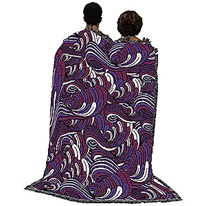 Pure Country Weavers Serene Waves Blanket Wine - Patterns Gift Tapestry Throw Woven from Cotton - Made in The USA (72x54)