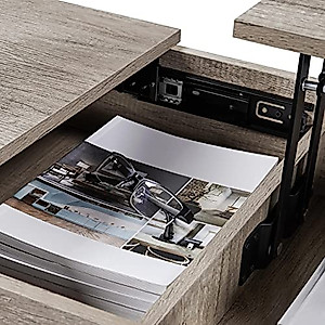 Yaheetech 40 inch Lift Top Coffee Table with Hidden Storage Compartments, Farmhouse Rasing Coffee Table with Large Storage for Living Room, Gray