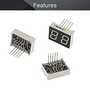 Othmro 5pcs Common Cathode LED Display Digital Tube 2 Bit 7 Segment Black 10Pin with a Good Uniform Light Output