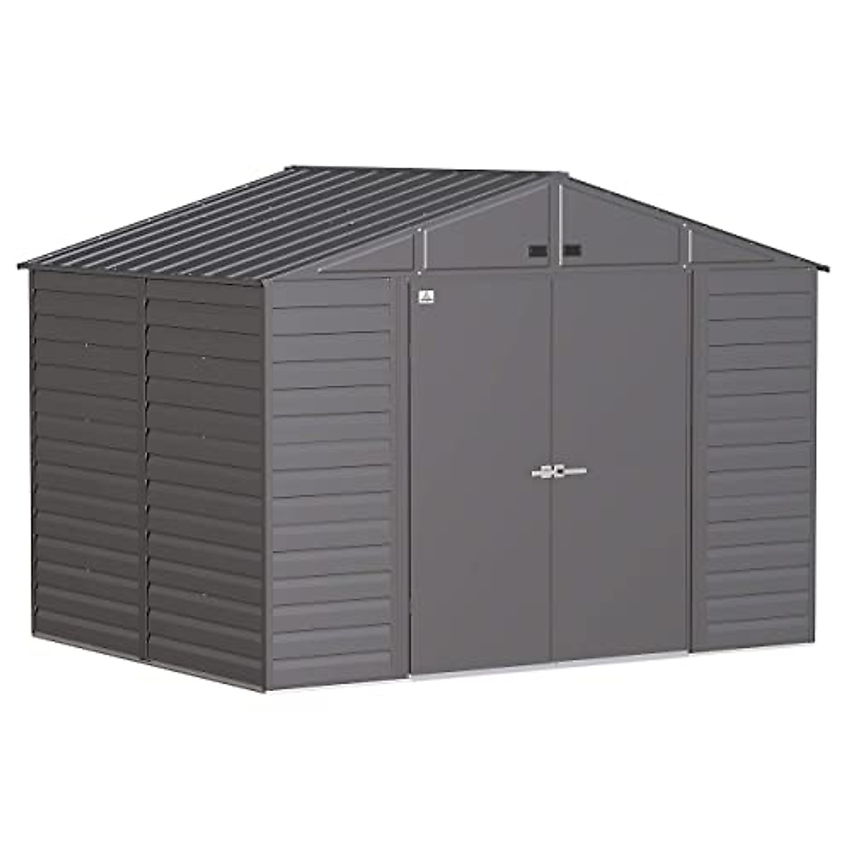 Arrow Select 10' x 8' Outdoor Lockable Steel Storage Shed Building, Charcoal