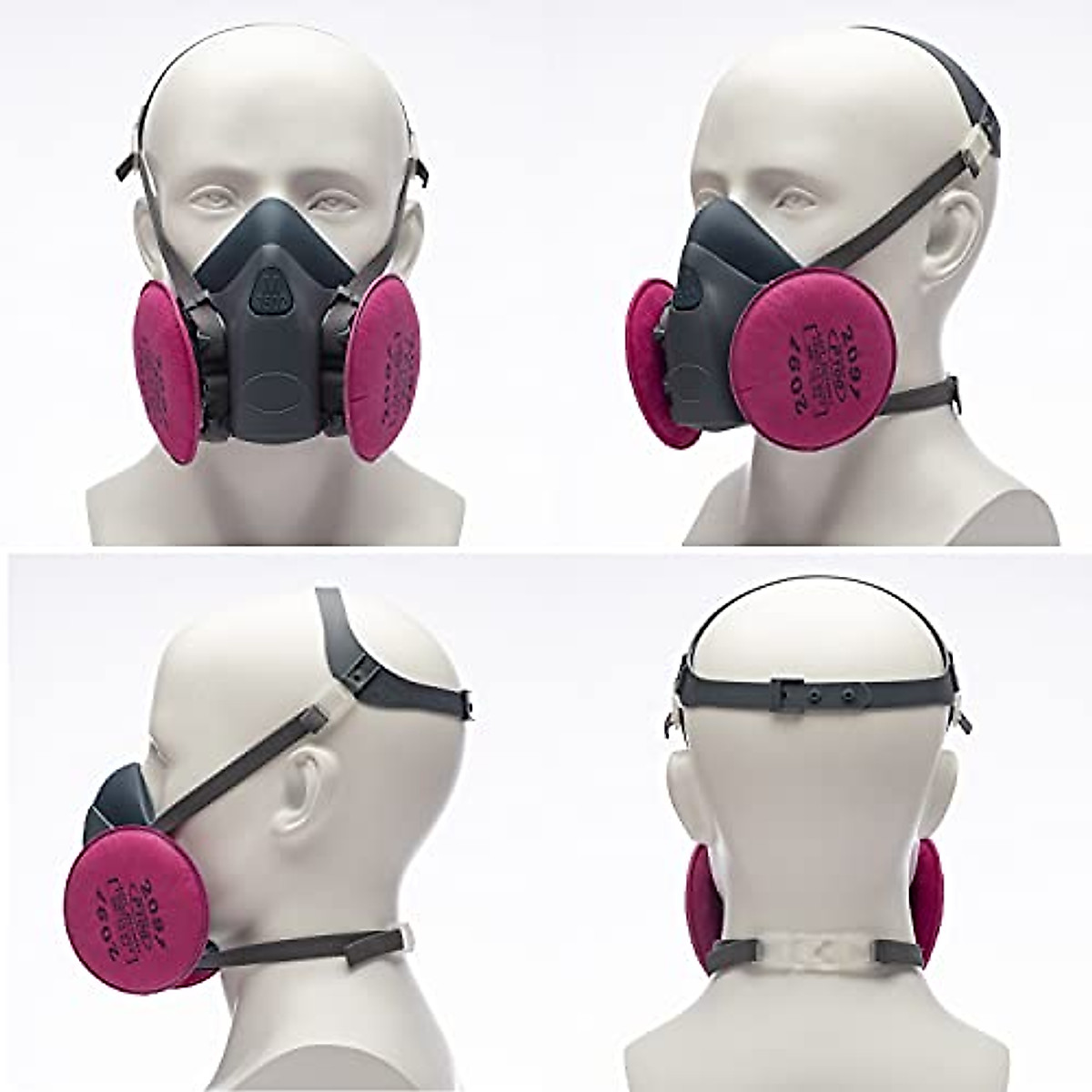 RANKSING Reusable Respirator 7502 with 2 Packs 2097, Half Facepiece Gas Mask for Dust/Organic Vapors/Smells/Fumes/Sawdust/Asbestos for Painting,Staining,Spraying,Sanding,Cutting,Polising and More