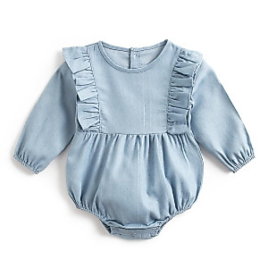 Simplee kids Baby Girl's Romper Jumpsuit Long Sleeves Onesie Bodysuits One Piece Outfits Clothesr for Spring Fall 6-12M