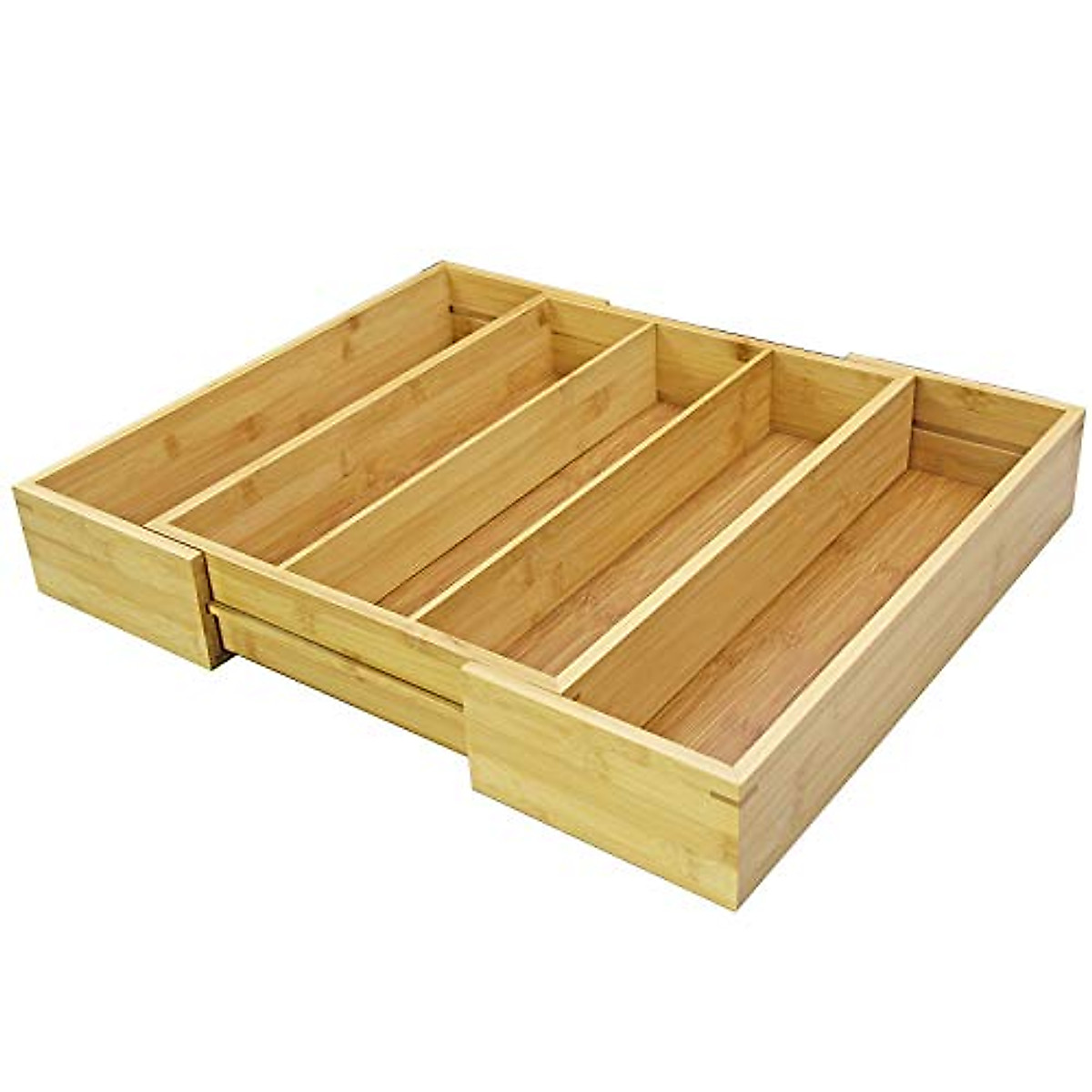 Simhoo Premium Deep Bamboo Expandable Drawer Organizer Big Adjustable Drawer Divider Organizers Box
