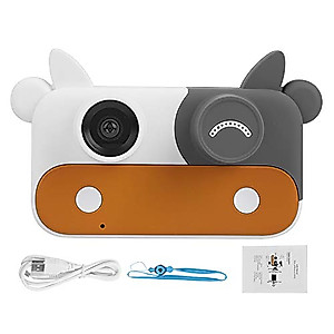 Cow Children Camera, Mini Cartoon Digital DV, Game Gift, 400mAh Large Capacity Battery,Small size and lightweight,specially designed for children, with USB charging cable,With lanyard(Brown)