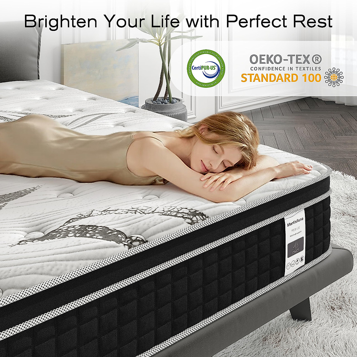 Martisiluna YM-QU 10.5 Inch Hybrid Gel Memory Foam Mattress in a Box with Individually Wrapped Coil Innerspring and Enhanced Edge Support, Twin