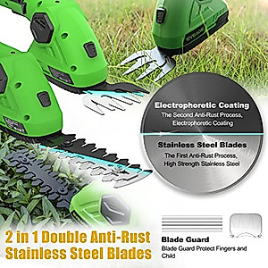 EVEAGE Cordless Grass Shears - Grass Trimmer - Electric Grass Clippers, 2 in 1 Light Duty Handheld Grass Shears Power Hedge Trimmers with Battery, Charger and Extra Safety Key