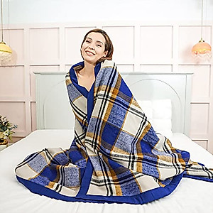 YOUR MOON Pure Wool Blanket Throw Queen Size 100% Australian Natural Wool Bed Blanket, Washable Wool Blanket Throw, Hypoallergenic- Non-Itchy Or Scratchy Fabric (Blue, 90 * 90)