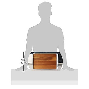 Nambe Mikko Serving and Entertaining Bar Acacia Wood Tray with Stainless Steel Metal Handles - 19in x 10.5in and Tarnish Resistant