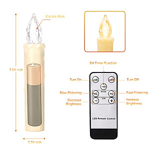 Daord Flickering Flameless Window Candle LED Christmas Tree Candle Lights Warm White Battery Operated Electric Taper Candles with Remote Perfect for Home Garden Wedding Parties Decor (12 PCS,Ivory)