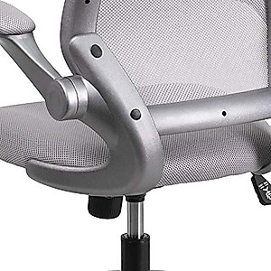 Flash Furniture Kale Mid-Back Gray Mesh Swivel Ergonomic Task Office Chair with Gray Frame and Flip-Up Arms