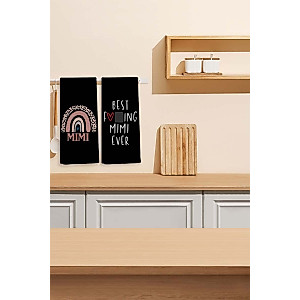 Best Mimi Ever Kitchen Towels and Dishcloths,16 x 24 Inch Set of 2 Soft and Absorbent Mimi Sign Hand Towels Tea Towels Dish Towels Sets,Grandma Birthday Mother’s Day