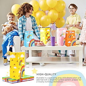 VGOODALL 40pcs Party Favor Bags Bulk, 8 Colors Goodie Bags with Stickers, Rainbow Small Gift Bags for Birthday Baby Showers Weddings