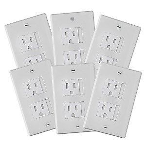 6-Pack Safety Innovations Self-closing (2 Screw) Decora Outlet Covers- An Alternative To Wall Socket Plugs for Child Proofing Outlets (White)