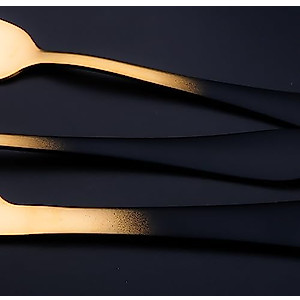 Black Gradual Change Gold Silverware Set Flatware Sets 70 Piece Stainless Steel Service for 14 Durable Home Kitchen Restaurant Wedding Cutlery Utensils Delicate Knifes Forks and Spoons Tableware Set…