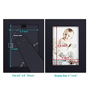 RPJC 3.5x5 inch Picture Frame Made of Solid Wood High Definition Glass for Table Top Display and Wall Mounting Photo Frame Black