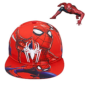 Marvel Comics Mens Spiderman Character Costume Embroidered/Printed Snapback Flatbrim Baseball Cap Hat