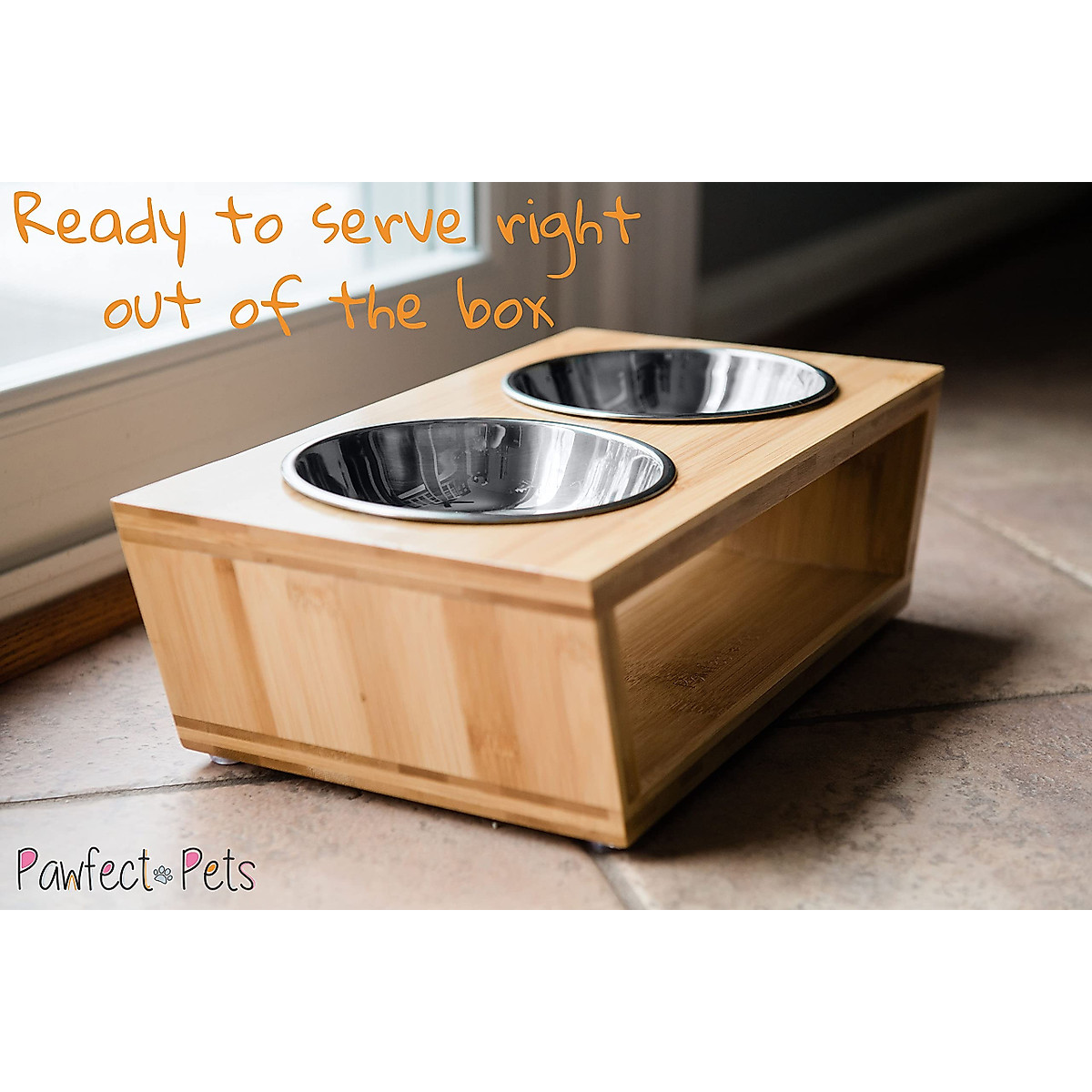 4” Raised Dog Bowls for Small Dogs and Cats. Elevated Dog Bowl Stand by Pawfect Pets. Pet Feeder Comes with Four Stainless Steel Dog Bowls