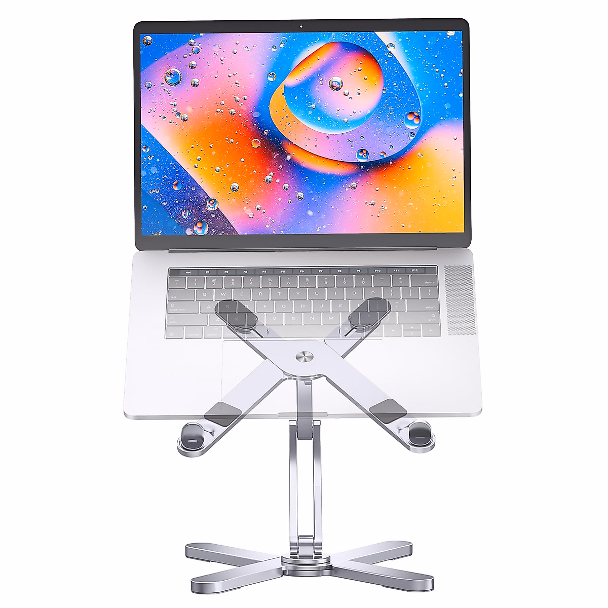 MCHOSE Laptop Stand with 360 Rotating Base,Foldable Laptop Riser for Desk, Compatible with Air, Pro, Dell, HP, Lenovo More 10-15.6" -Silver